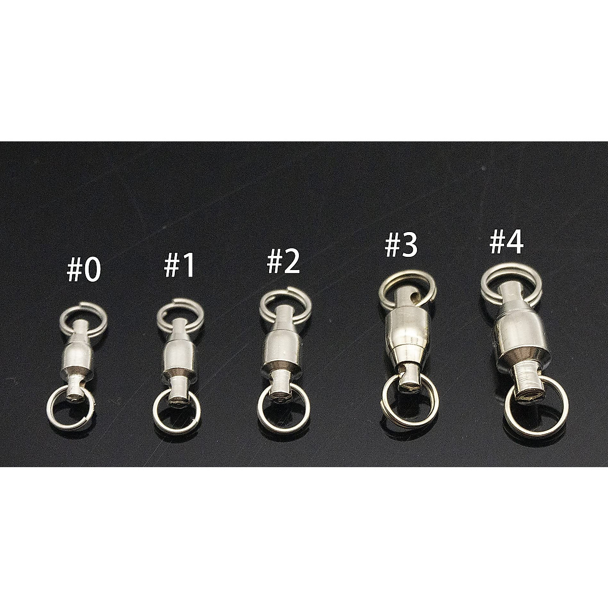 HTHYLURE 100 Pcs Ball Bearing Swivel with 2 Split Rings Fishing Snap Swivels Heavy Duty Connector High Strength Copper Stainless Steel Durability Solid Welded Rings Barrel Size 0#-4#