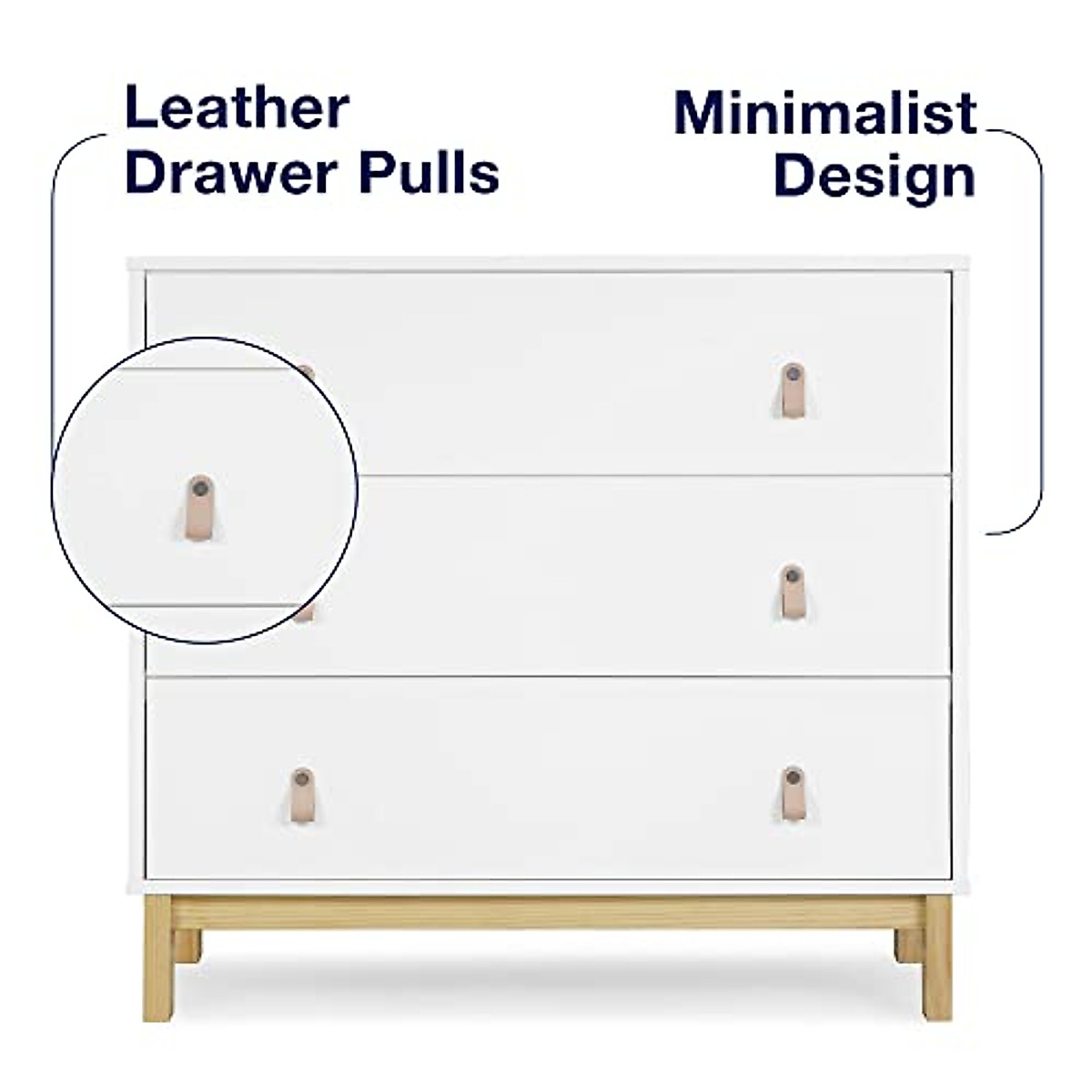 babyGap Legacy 3 Drawer Dresser with Leather Pulls - Greenguard Gold Certified, Bianca White/Natural