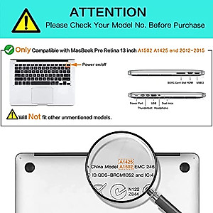 MOSISO Case Only Compatible with MacBook Pro Retina 13 inch (Models: A1502 & A1425) (Older Version Release 2015 - end 2012), Plastic Hard Shell Case & Keyboard Cover & Screen Protector, Black