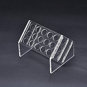 uxcell Slant Rack Acrylic Test Tube Holder 15 Wells for 10ml/15ml Centrifuge Tubes Clear