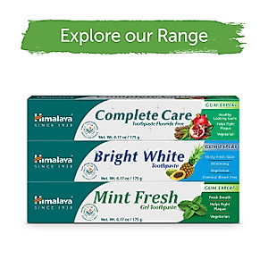 Himalaya Mint Fresh Gel Toothpaste, Fluoride Free to Reduce Plaque & Brighten Teeth, 6.17 oz