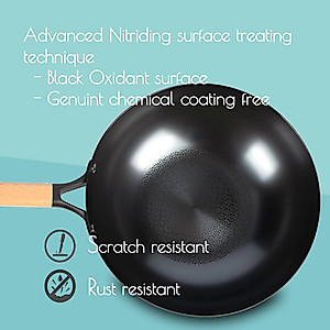 ChefSeason Carbon Steel Wok, 12.6" Round Bottom Wok Pan for Stir-Frying, Large Uncoated Nonstick Chinese Wok, Pre-Seasoned Deep Pow Wok for Gas Cooktops, Free Shopping Bag