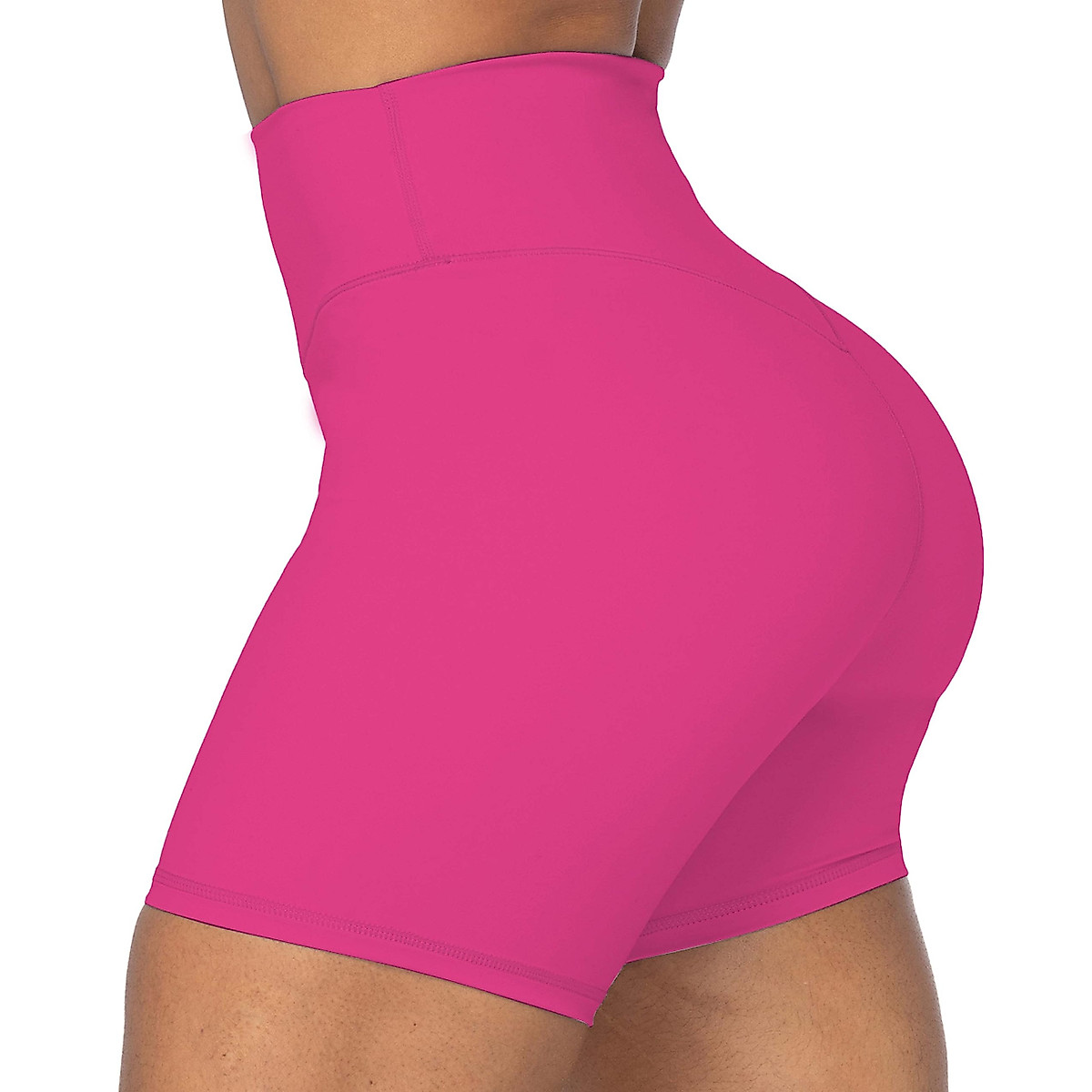 Sunzel Women's Biker Shorts in High Waist Tummy Control with No Front Seam 5" Hot Pink Medium