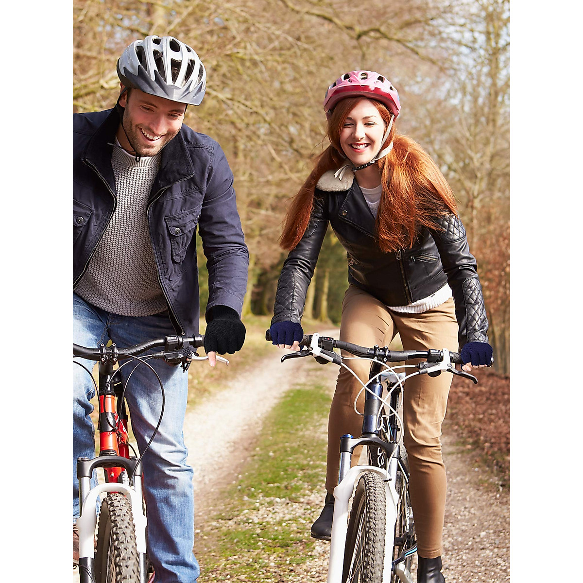 SATINIOR 3 Pairs Women Fingerless Gloves Winter Half Finger Knit Gloves for Women Men (Black, Dark Gray, Navy Blue)