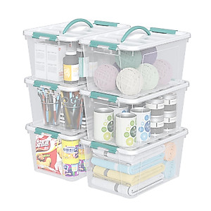 Vcansay 14 Quart Clear Storage Boxes with Handles, Plastic Latching Bins with Lids, 6 Packs