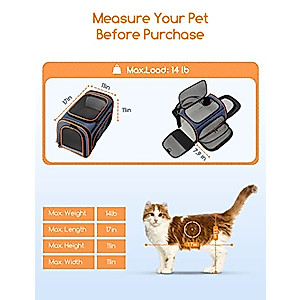 Cat Carrier, Meowant Airline Approved Pet Carrier, 3 Sides Expandable Dog Carrier with Fleece Pad, 3 Doors for Cats, Dogs, Puppy and Small Animals