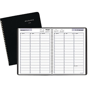 AT-A-GLANCE 2023 Weekly Planner, DayMinder, Quarter-Hourly Appointment Book, 8" x 11", Large, Black (G52000)