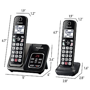 Panasonic Cordless Phone with Answering Machine, Advanced Call Block, Bilingual Caller ID and Easy to Read High-Contrast Display, Expandable System with 3 Handsets - KX-TGD833M (Metallic Black)