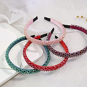 Ruihfas Fashion Sparkle 4 Rows Crystal Rhinestone Headbands Beaded Hair Hoop Band (Black)