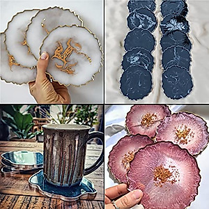 Booshow XL Resin Tray Mold Silicone & 3Pcs Geode Coaster Molds for DIY Crafts, Epoxy Resin Casting Molds for Making Faux Agate Tray, Serving Board, Home Decorations