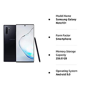 Samsung Galaxy Note 10+ Factory Unlocked Cell Phone with 256 GB (U.S. Warranty), Aura Black/ Note10+ (Renewed)