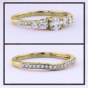 Dazzlingrock Collection Round White Diamond Five Stone Bridal Engagement Ring Matching Band Set for Her (0.45 ctw, Color I-J, Clarity I1-I2) in 14K Yellow Gold Size 7.5