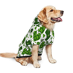 St. Patrick's Day Clover Leaves Dog Hoodie Sweater for Dogs Pet Clothes with Hat and Pocket for Medium Large Dogs M