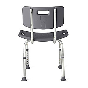 Medline Shower Chair Bath Bench With Back, Supports up To 300 Lb, Grey