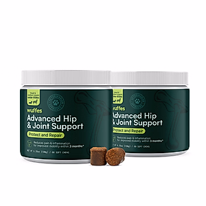 Wuffes Chewable Dog Hip & Joint Supplement - Glucosamine & Chondroitin Chews - Dog Joint Supplements & Vitamins - Extended Joint Care (Small&Medium Breeds (0-65 lbs), 120 Chews (Pack of 2))