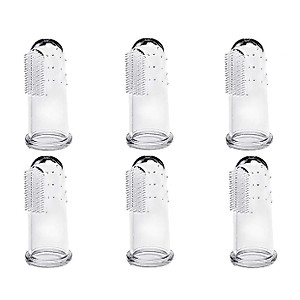 Axgo Soft Silicone Pet Finger Toothbrush, Doggy Teeth Cleaning Natural Rubber Dental Bite Resistant Chew Toys for Dogs Pets Pack of 6