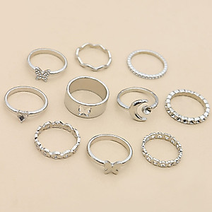 Harry and Henry Gold Stackable Rings for Women Gifts Trendy Stuff Simple Star Moon Knuckle Rings Set Boho Rings Cute Stuff Birthday Gifts Gold Rings Pack Jewelry Gift