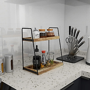 Dorhors 2 Tier Bathroom Counter Organizer Storage,Vanity Organizer for Bathroom Counter,Wood Counter Standing Rack for Bathroom,Dresser,Kitchen