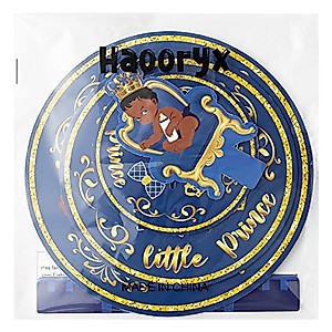 Haooryx Royal Prince Cupcake Stand Decorations 3 Tier African American Little Prince Cupcake Tower Cardboard Black Boys Crown Castle Dessert Holder for Boy Birthday Party Baby Shower Supplies