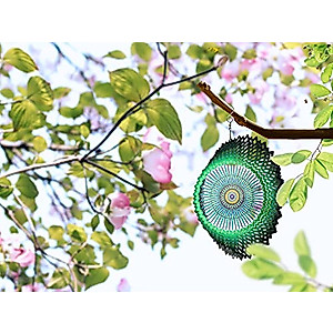 Yellow Shelf Kinetic Wind Spinners for Yard & Garden - Stainless Steel 3D Mandala Spinner - Hanging Wind Spinner for Lawn, Patio & Outdoor Decorations 12 inches