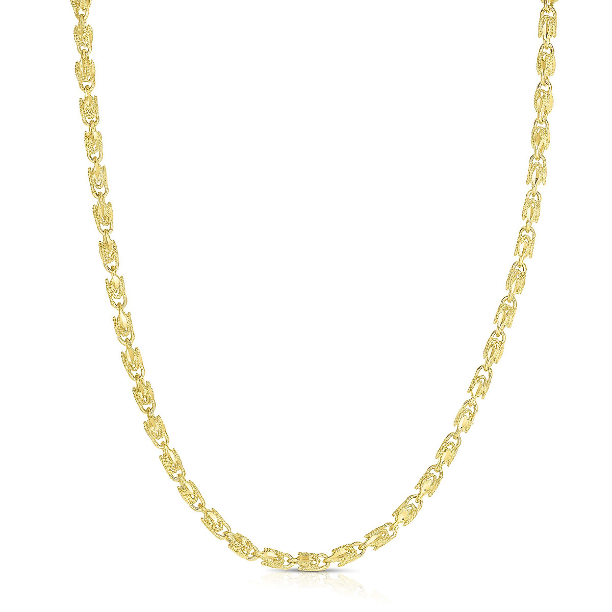 Floreo 10k Yellow Gold 3mm Solid Turkish Rope Chain Necklace, 24 Inch