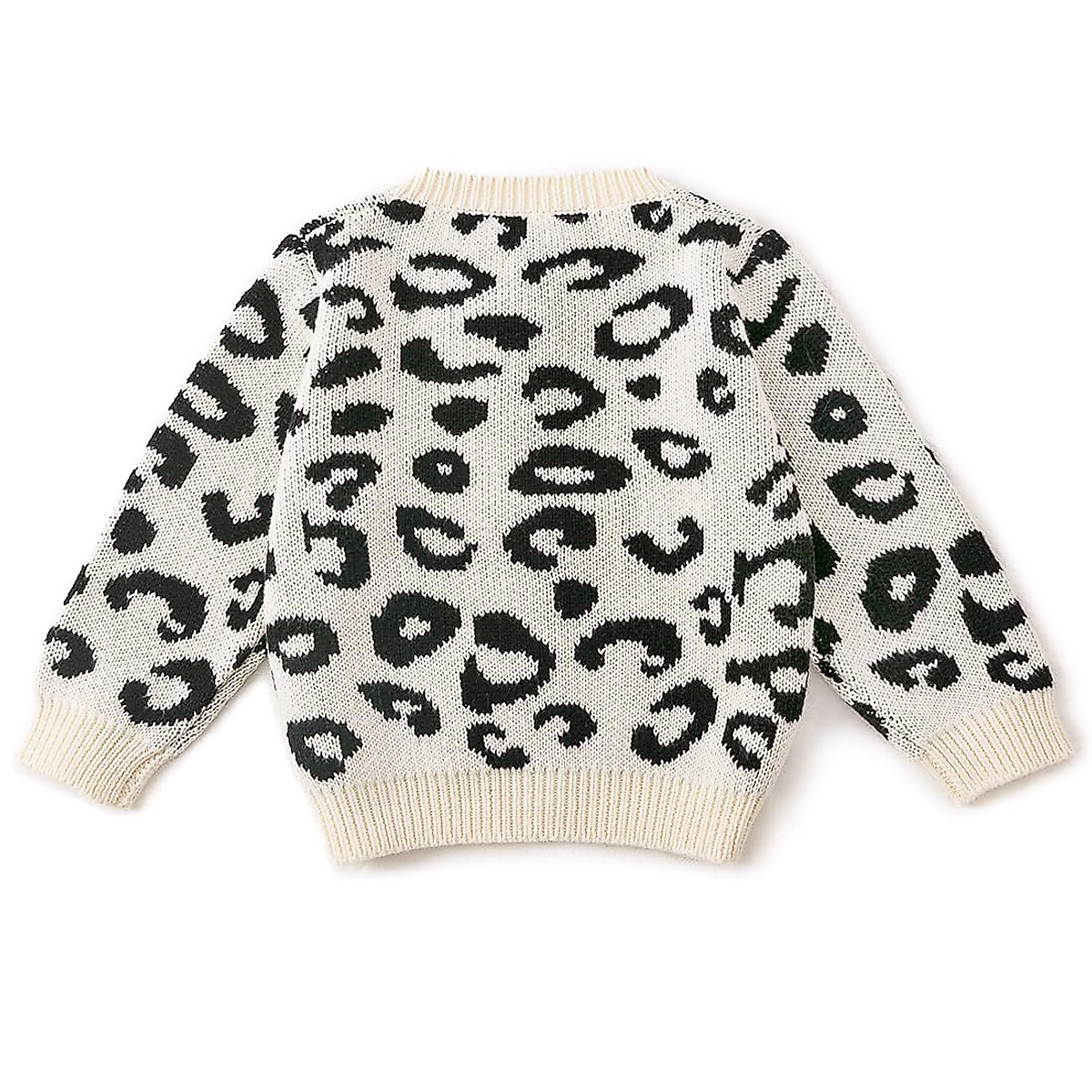 Simplee kids Baby Sweater Animal Leopard Printed Baby Cardigan for Autumn Fall 12-18 Months Black
