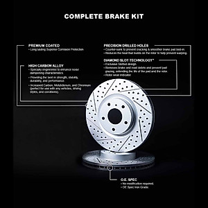 R1 Concepts Rear Brake Rotor Kit |Brake Rotors| Brake Disc |Drilled and Slotted WBPN1-67044