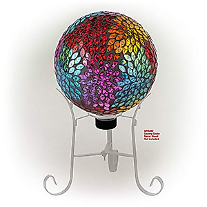 Alpine Corporation HMD172 Alpine 10" Diameter Indoor/Outdoor Glass Leaf Pattern Yard Decoration, Multicolor Gazing Globe