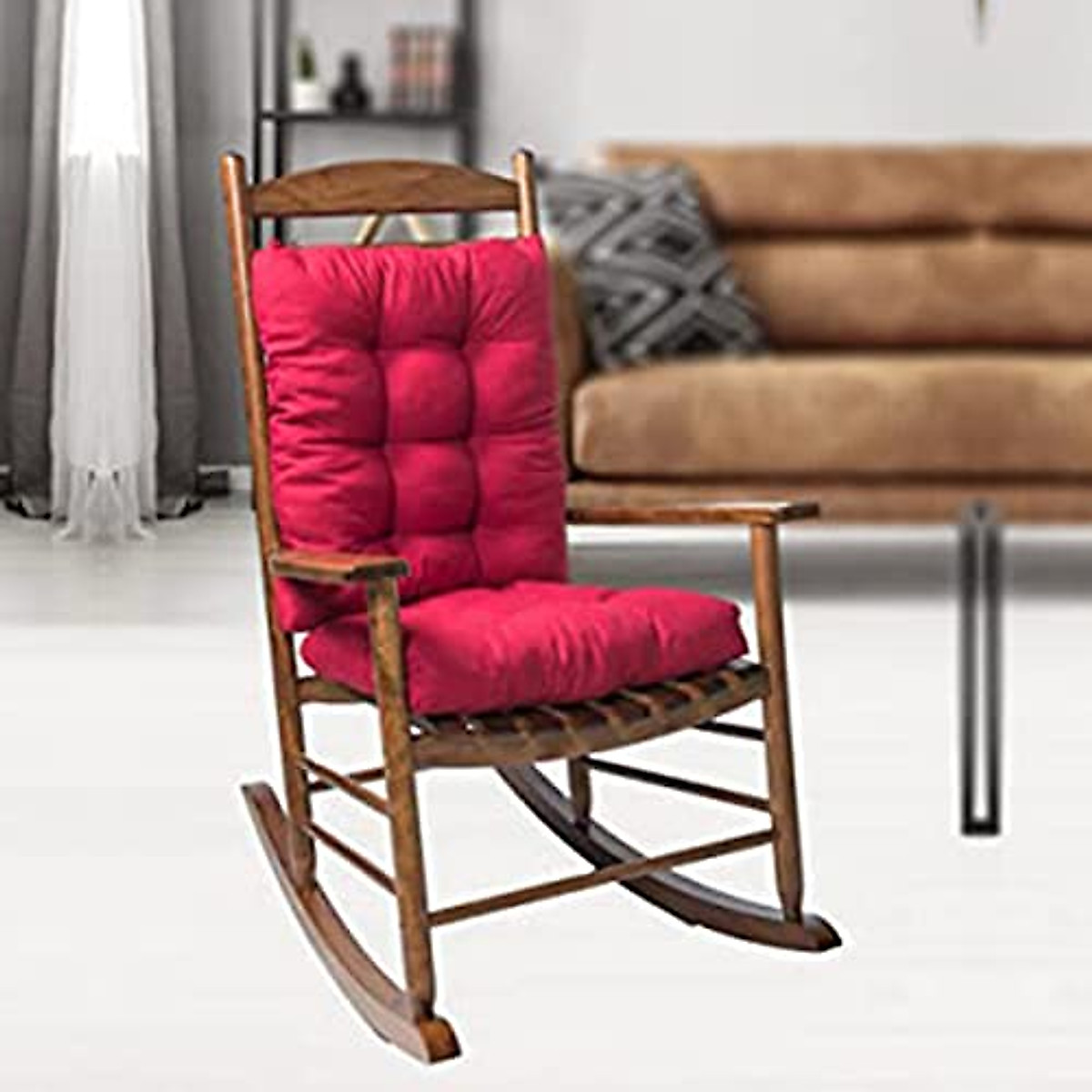 HERMJ Rocking Chair Cushion Non Slip Glider Rocker Seat Pad and Back Rest 2 Piece Set Upper Lower with Ties 17"x17"and Seat Back 21"x17"