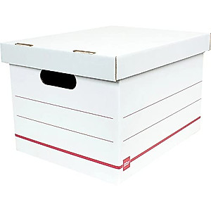 Office Depot® Brand Standard-Duty Corrugated Storage Boxes, Letter/Legal Size, 15" x 12" x 10", 60% Recycled, White/Red, Pack of 15