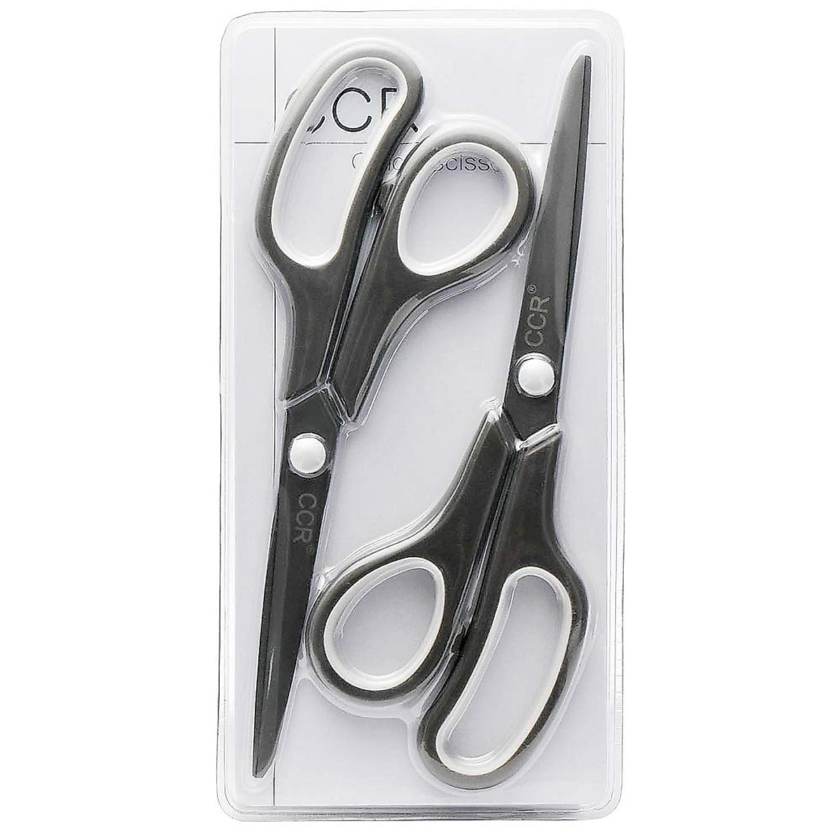 CCR Scissors 8 Inch Soft Comfort-Grip Handles Sharp Titanium Blades, 2-Pack