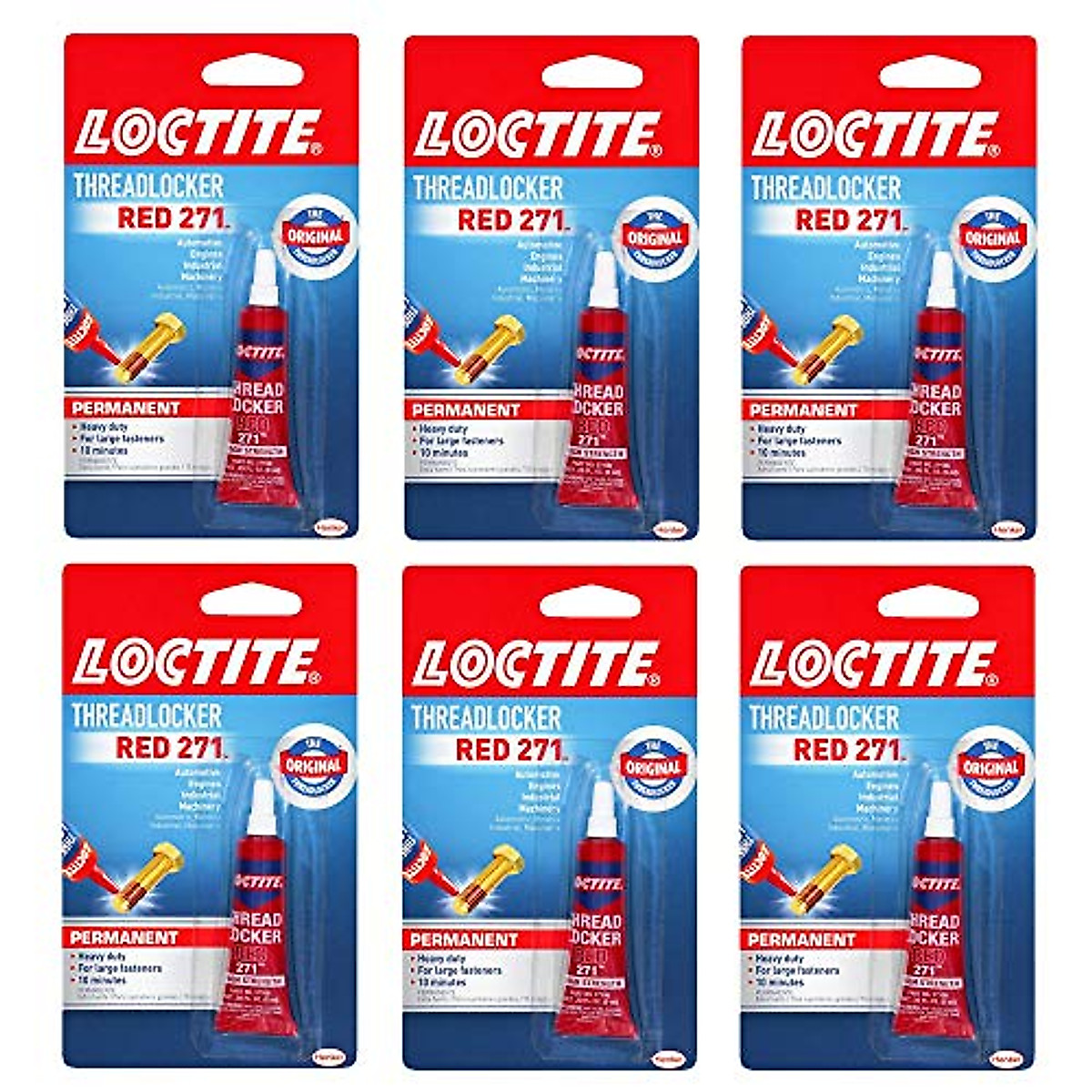 Loctite 209741 Threadlocker Red 271, 0.2 Ounce - 6 Pack