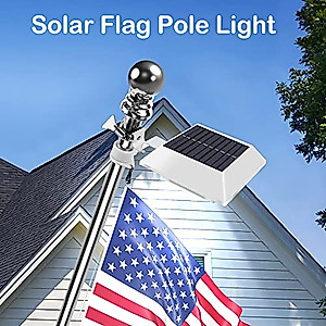 Solar Flag Pole Light, Bright 12LEDs for 5ft 6ft Flag Pole Light Solar Powered, Waterproof Outdoor Flagpoles White 6000k Led Lights Outside House Garden Yard American Flags Decorations