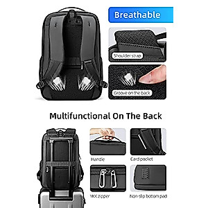 Backpack For Men Fit 15.6’’ Laptop Work Bookbags With Usb Charging Port,Flight Approved Carry On Backpack,Black