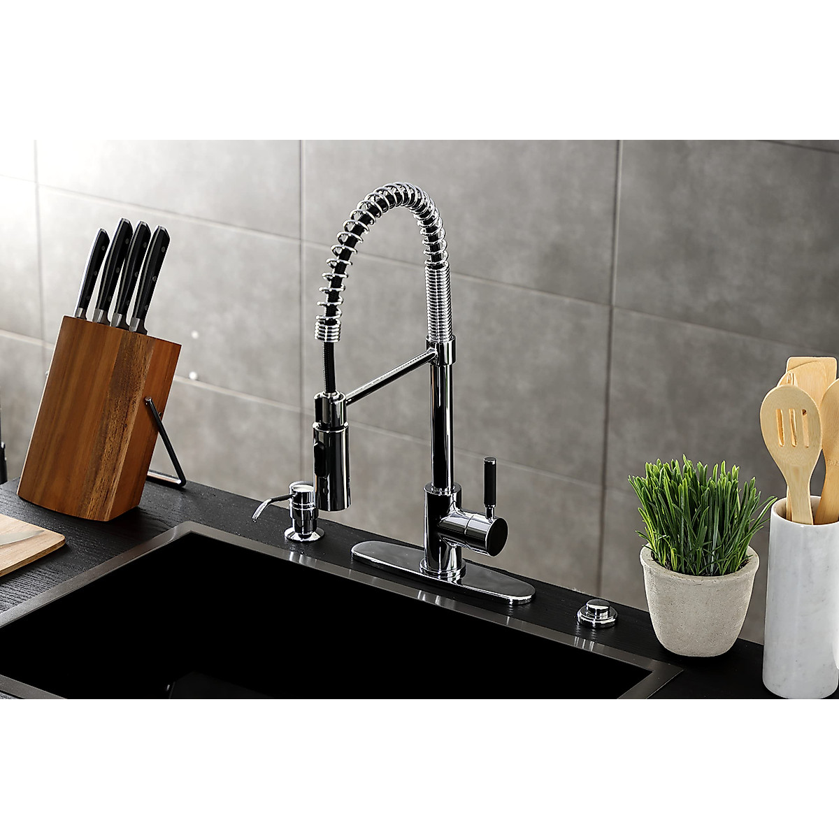 Kingston Brass LS8771DKL Kaiser Pre-Rinse Kitchen Faucet, 8 Inch in Spout Reach, Polished Chrome