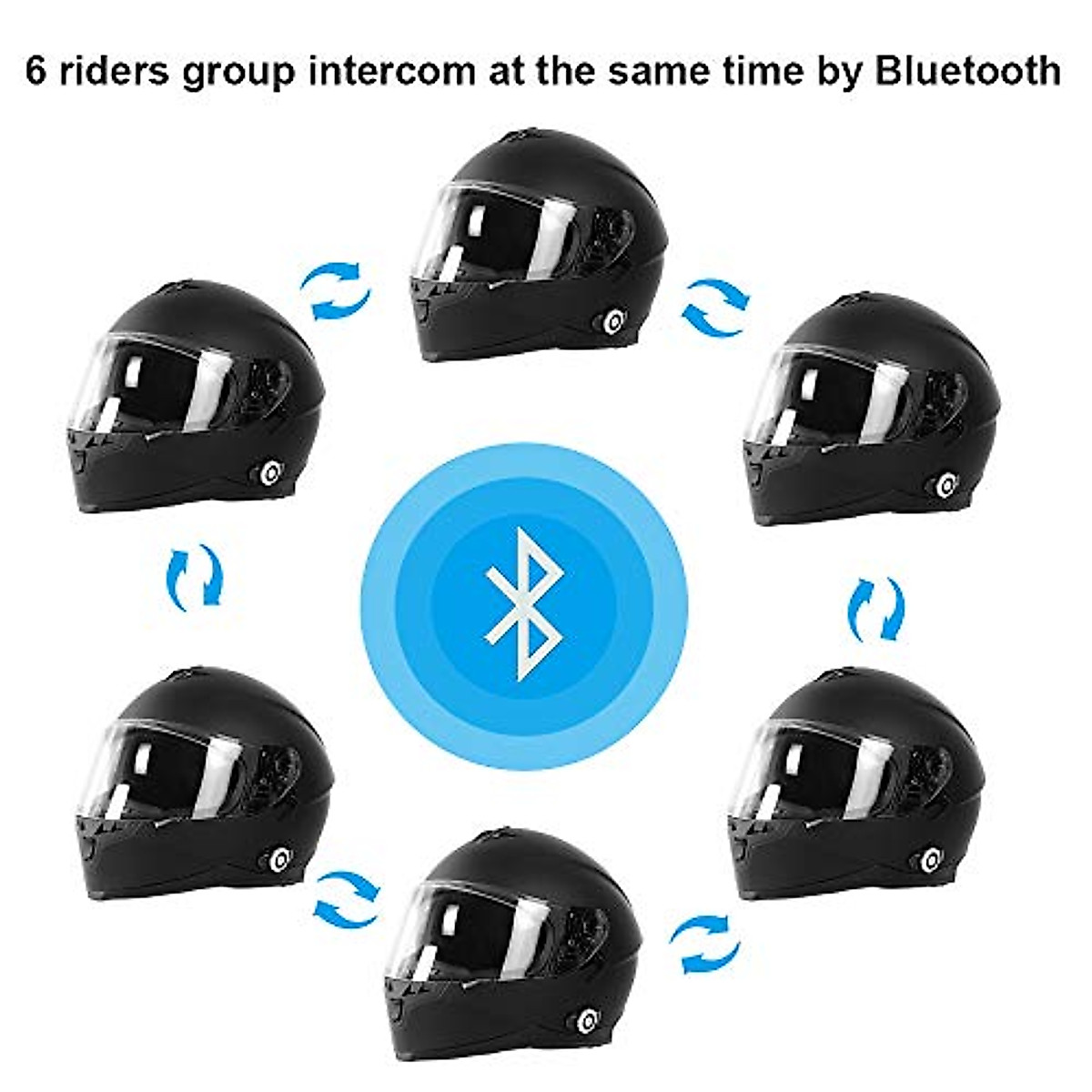Martian Motorcycle Bluetooth Helmet Full Face Dual Visor with Bluetooth Headset 6 Riders intercom & 1000 Meter Communication