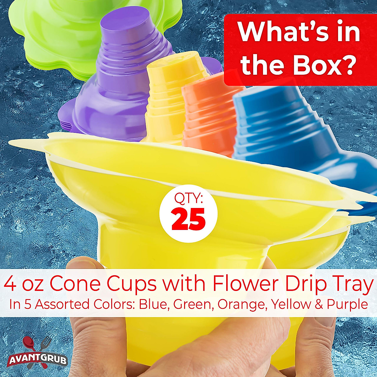 Super Cute Reusable 4oz Flower Snow Cone Cups 25 Pack. Colorful Leak Proof Bowls Perfect Snow Cone Supply for Kids Birthday Party or Summer Cookout. Easy Grip Bowl For Shaved Ice, Snack, Ice Cream.
