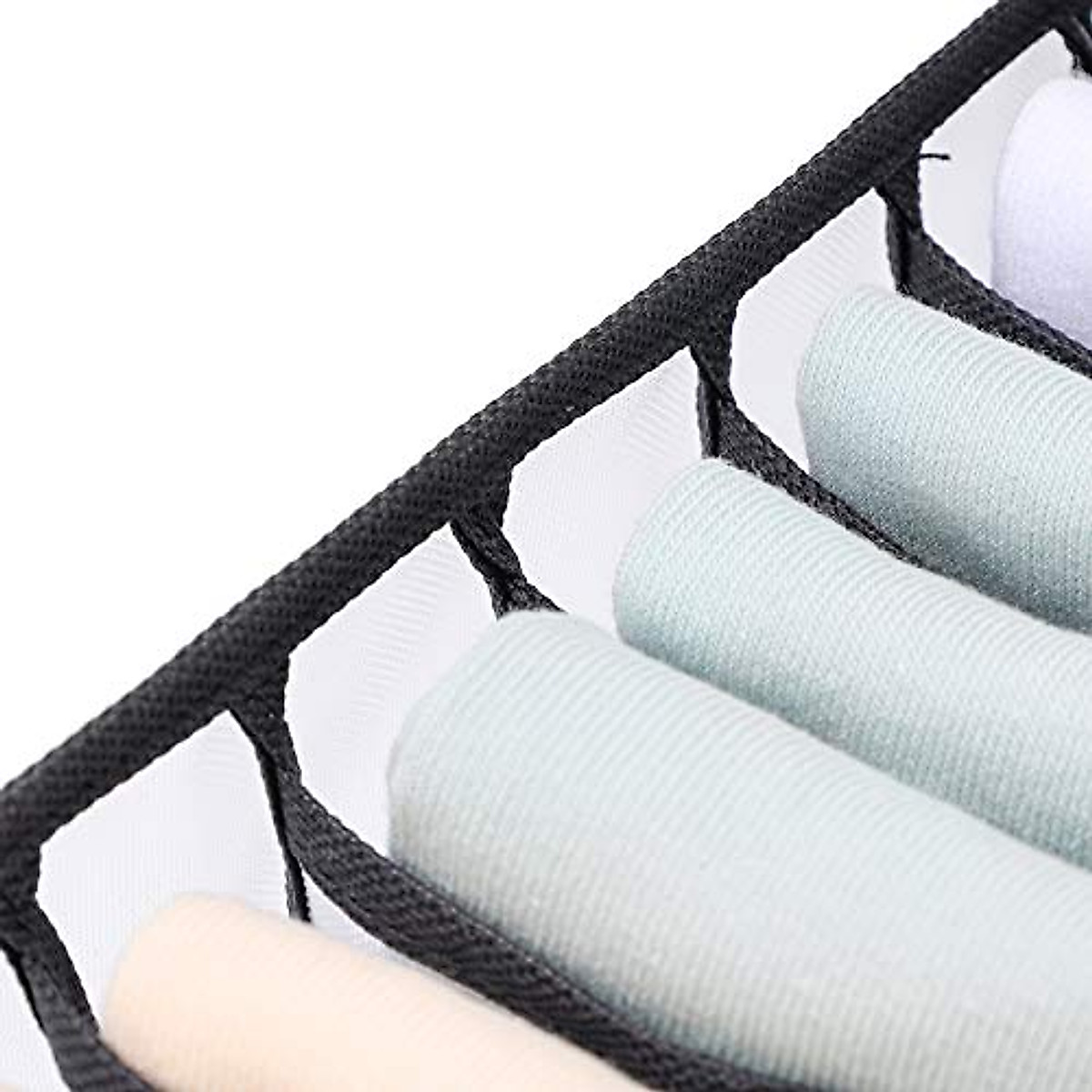 TIKHOENG Underwear Organizer, Drawer Divider For Underwear/ Socks/ Bras/ Ties, Foldable Storage Boxes, Organizers Clothes Storage With 3pcs Of 6/7/11 Compartments (Grey)