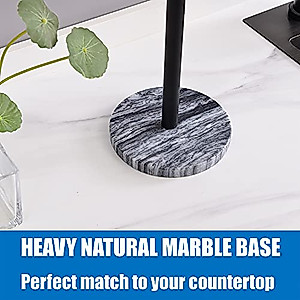 neutral brand Countertop Towel Rack with Heavy Marble Base T-Shape Bathroom Hand Towel Holder Stand SUS304 Stainless Steel, Dual Washcloth Display (Black)