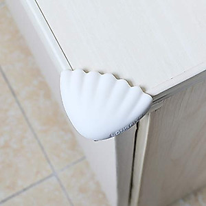 Corner Protectors, L Shape Food Grade Silicone Material Extra Thick Baby Safety Corner Guards (12 Pack, Shell Shape White)
