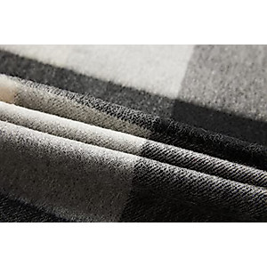 EURKEA Cashmere Wool Long 2024 Plaid Tartan Winter Scarf for Women, Warm & Soft & Cozy, Gift Ready, Grey & Black