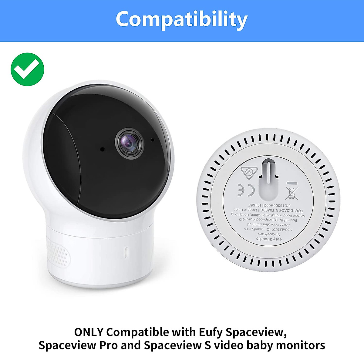 Tripod Baby Monitor Mount for Eufy Baby Monitor Camera, Flexible Baby Monitor Holder Crib Mount Without Tools or Wall Damage - White