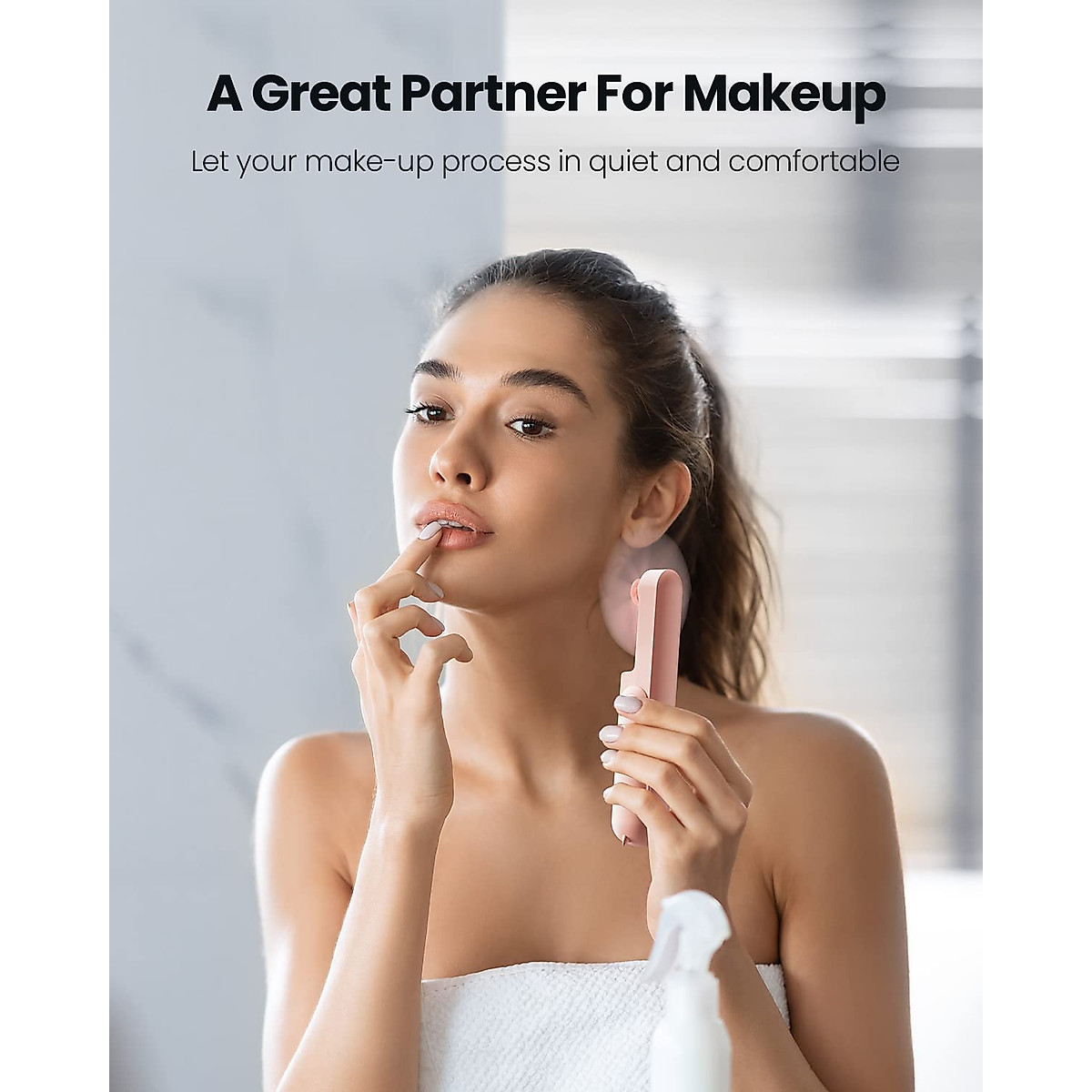 Gaiatop Portable Handheld Fan, Foldable Small Fan, Mini Hand Held Fan with USB Rechargeable 2000mAh Battery, Eyelash Fan for Girls, Travel For Women, Outdoor, Pink