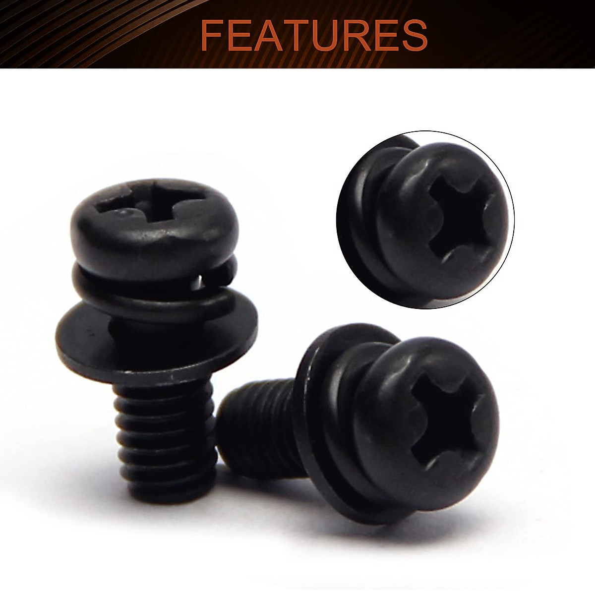 MroMax 50pcs M4-0.7 x 10mm Black Machine Screws, Combine Screws with Spring Washer and Plain Washers, Phillips Drive, Pan Head, Carbon Steel, Small Replacement Screw for Knobs Pull Handle