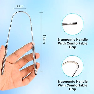 Tongue Scraper Stainless Steel Tongue Cleaners Reduce Bad Breath Metal Tough Scrapers Reduce Bad Breath and Fresh Breath for Kids And Adults