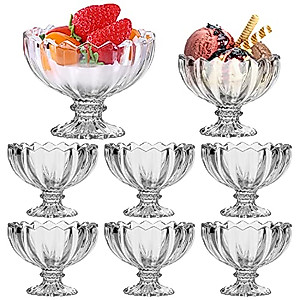 Small Footed Tulip Clear Glass Dessert Bowls 4oz,100ml Cute Dessert Cups for Sundae,Fruit,Salad,Snack,Cocktail,Condiment,Ice Cream Cups All Purpose Serving Bowls,Trifle Tasters Bowls For Party 8pcs