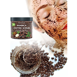 100% Natural Arabica Coffee Scrub with Organic Coffee & Shea Butter - Best body scrub 10 oz