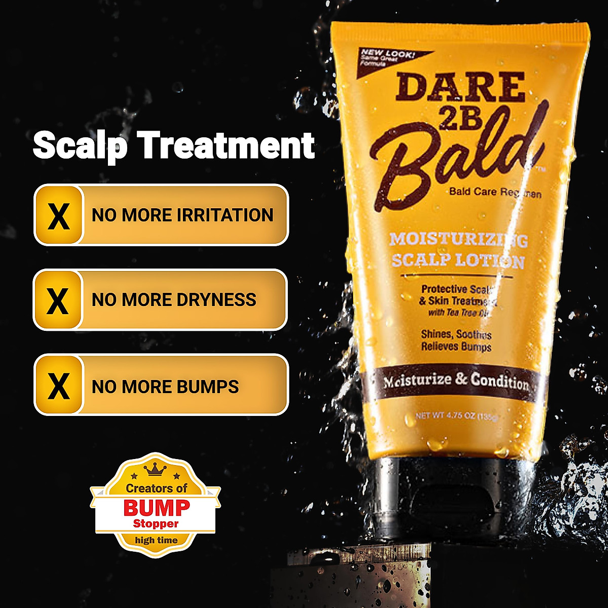 Dare 2B Bald Moisturizing Scalp Lotion | Bald Head Care Regime | Condition, Protect, and Treat the Scalp Against Flaking | Bald Head Moisturizer for Men- 4.75 OZ