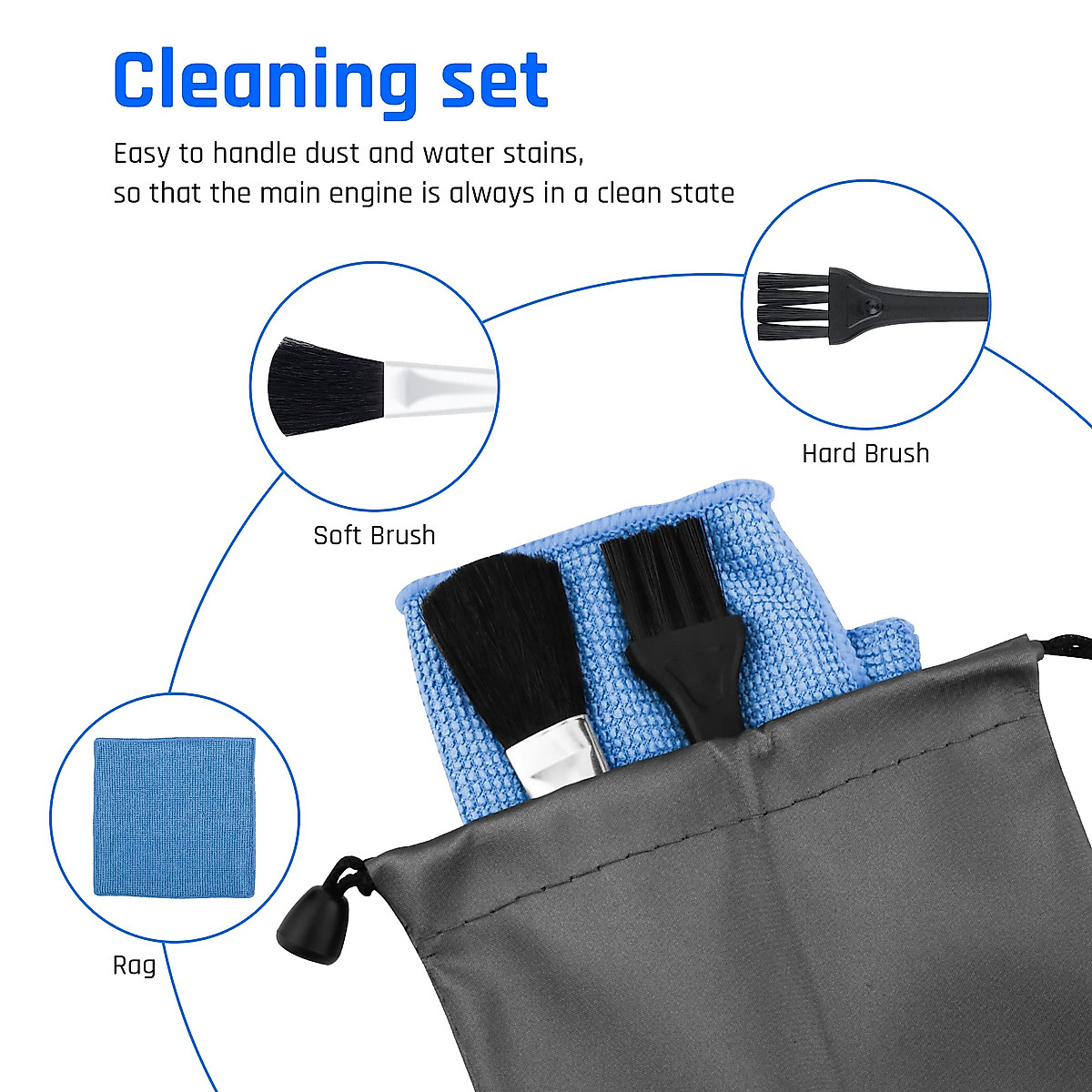 RHOTALL Dust Plugs Kit for PS5 Console, USB HDMI AC LAN Port Dust Protector, Silicone Dustproof Plug Accessories for PS5 with 7 Dust Plugs, 2 Brushes, 1 Rag and 1 Accessories Storage Bag - Black