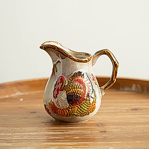 YINYUEDAO Turkey Style Flowers Vase or Water Pitcher, Multifunctional Decorative Ceramic, Thanksgiving Christmas Themed, Table and Counter Decoration Pitcher